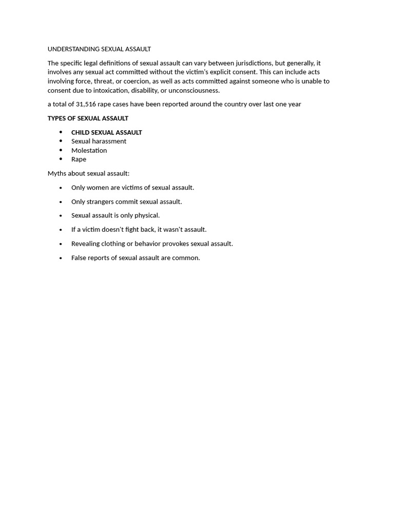 Understanding Sexual Assault | PDF