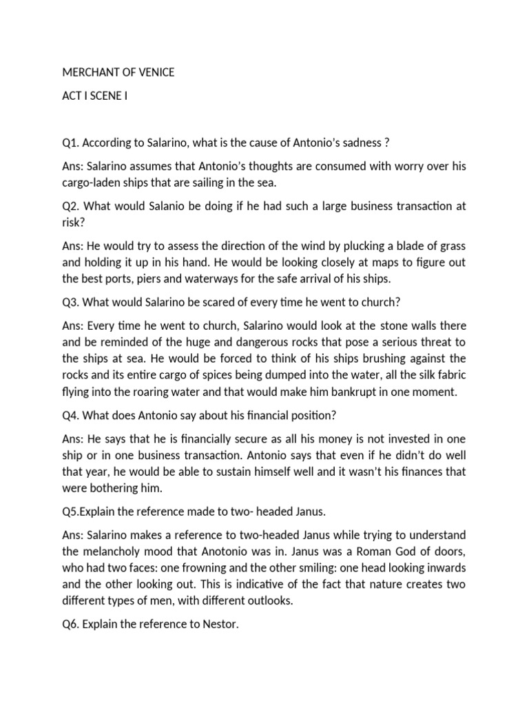 exam notes | PDF | The Merchant Of Venice