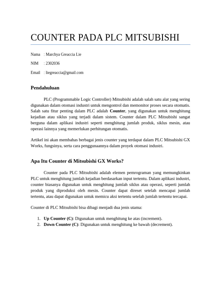 Counter Pada PLC Mitsubishi | PDF