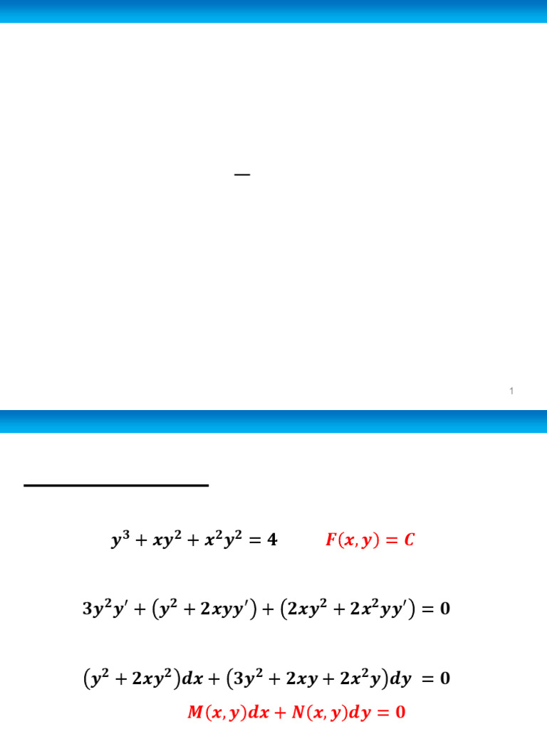 Lec 03 ODE Exact Ber Sub | PDF | Ordinary Differential Equation | Equations