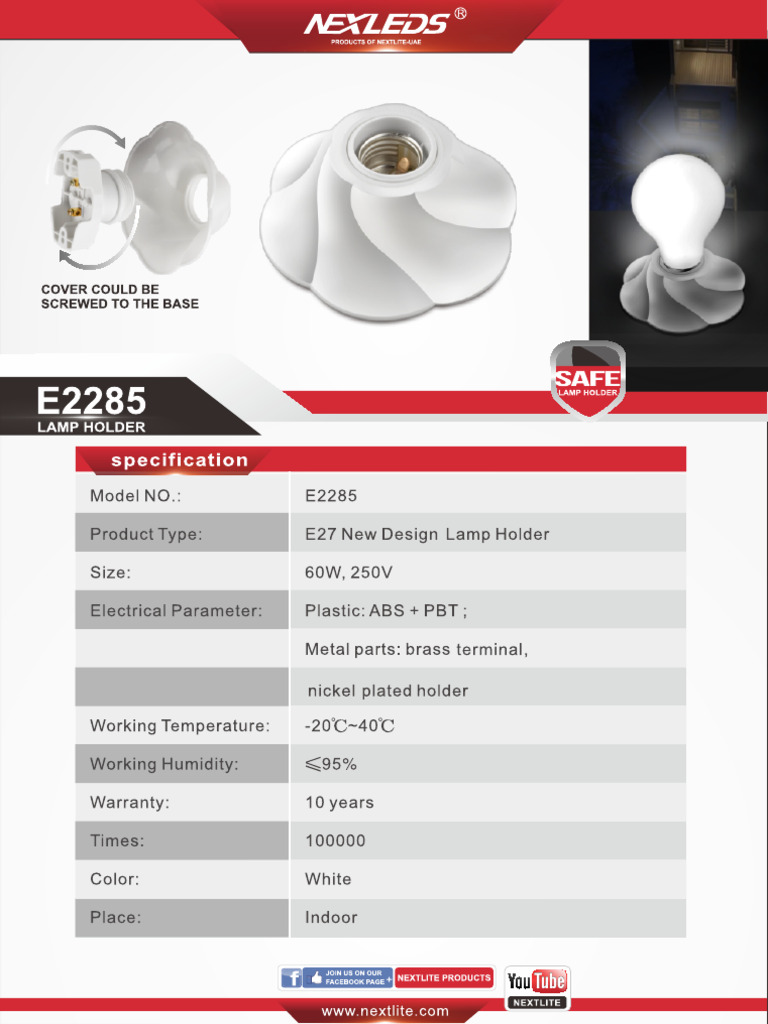 E2285 E27 Lampholder Specification | PDF