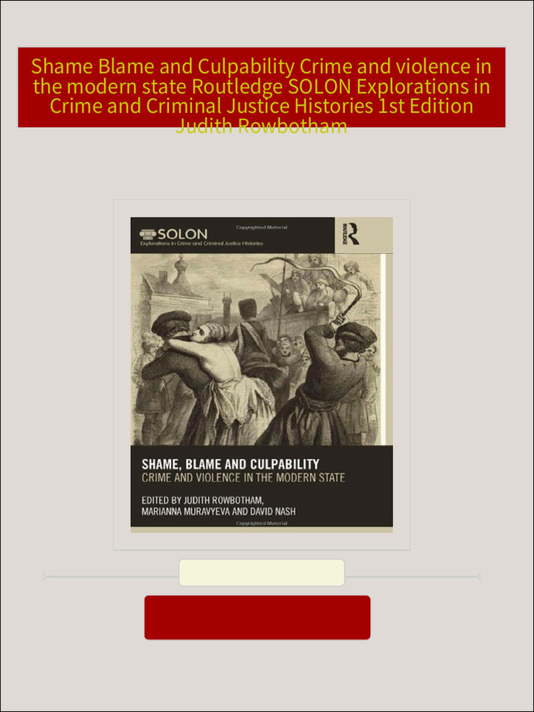 Instant Download Shame Blame and Culpability Crime and violence in the ...