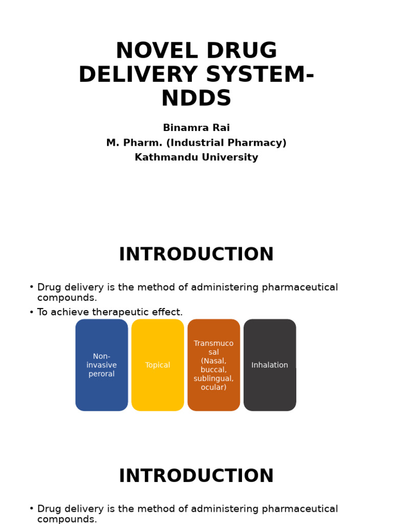 Novel Drug Delivery System | PDF | Dose (Biochemistry) | Chemistry