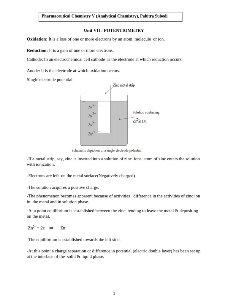 Potentiometry 01 | PDF | Electrochemistry | Electrode