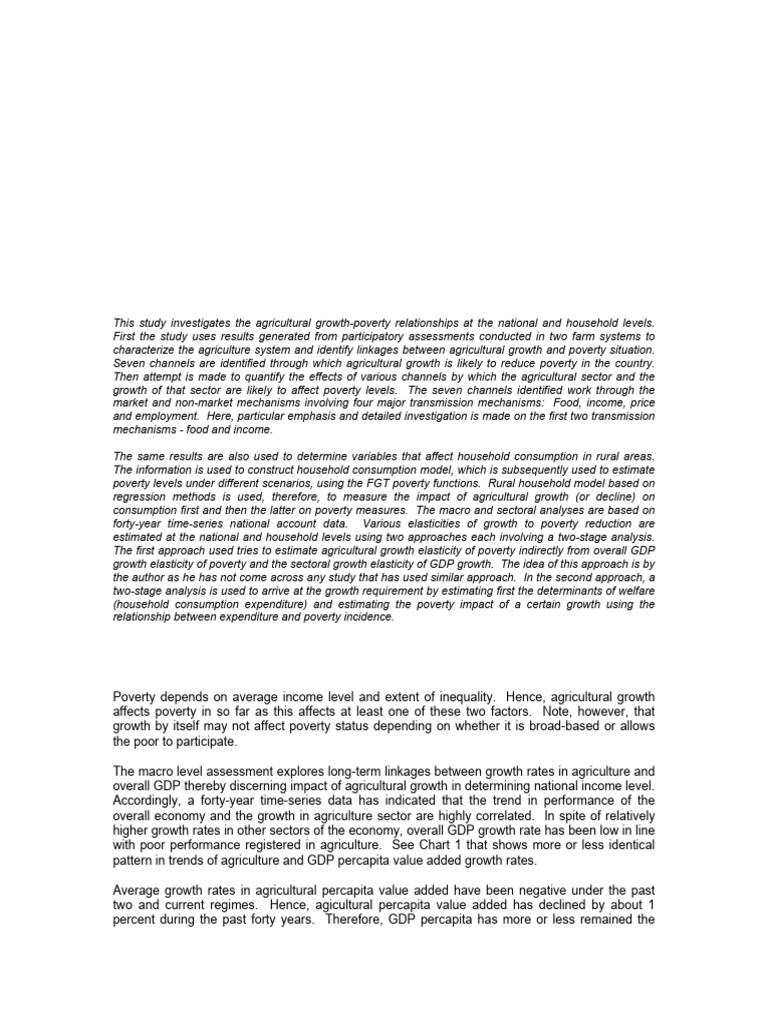 Getahun Tafesse - Agricultural Growth and Poverty Reduction in Ethiopia | PDF | Economic Growth ...