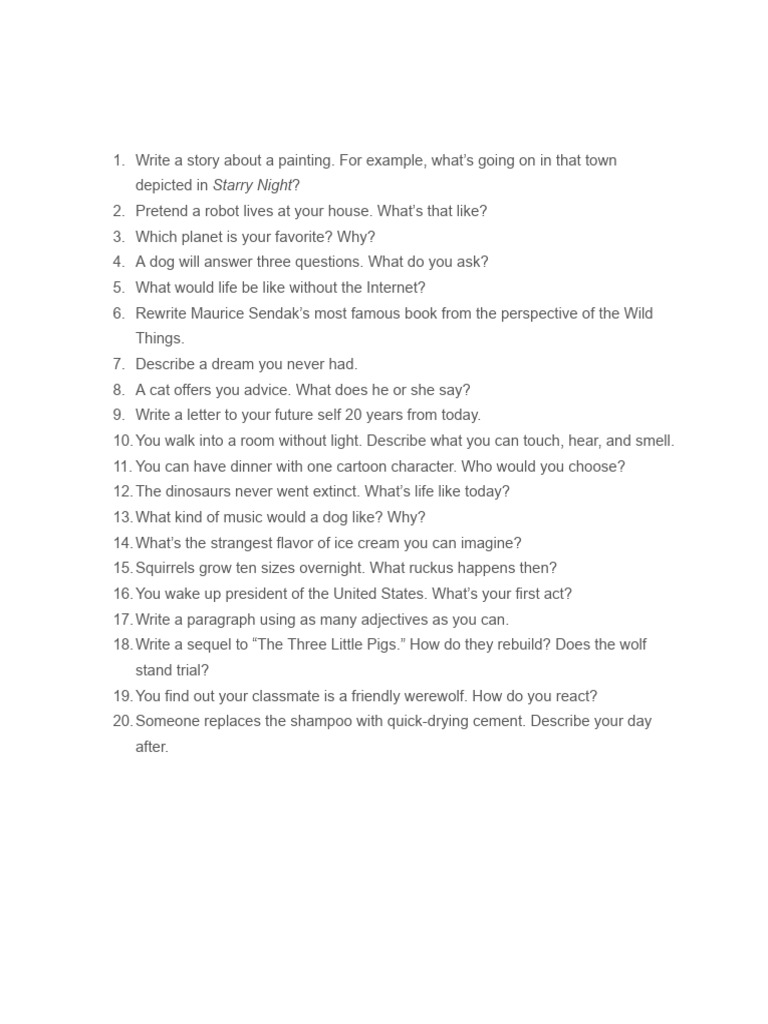 Writing Prompts | PDF