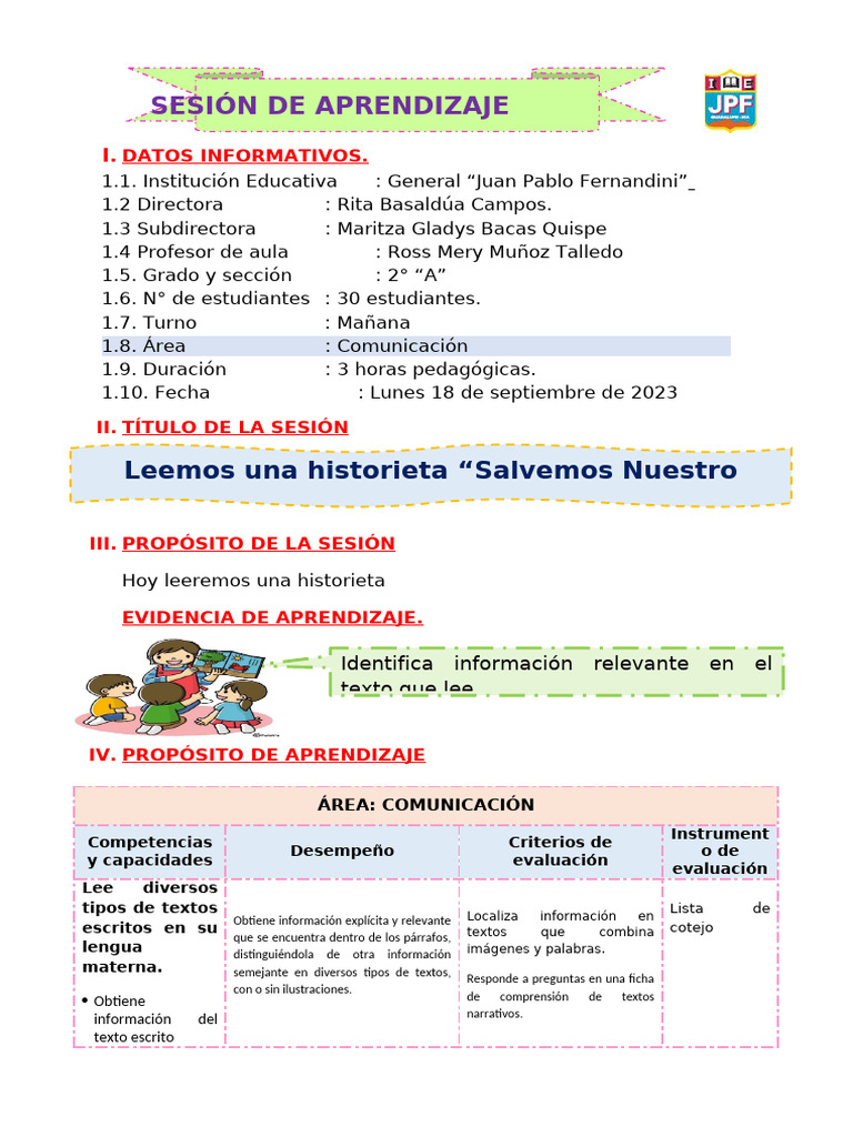 Sesion Com-Leemos Una Historieta | PDF | Cómics | Cognición