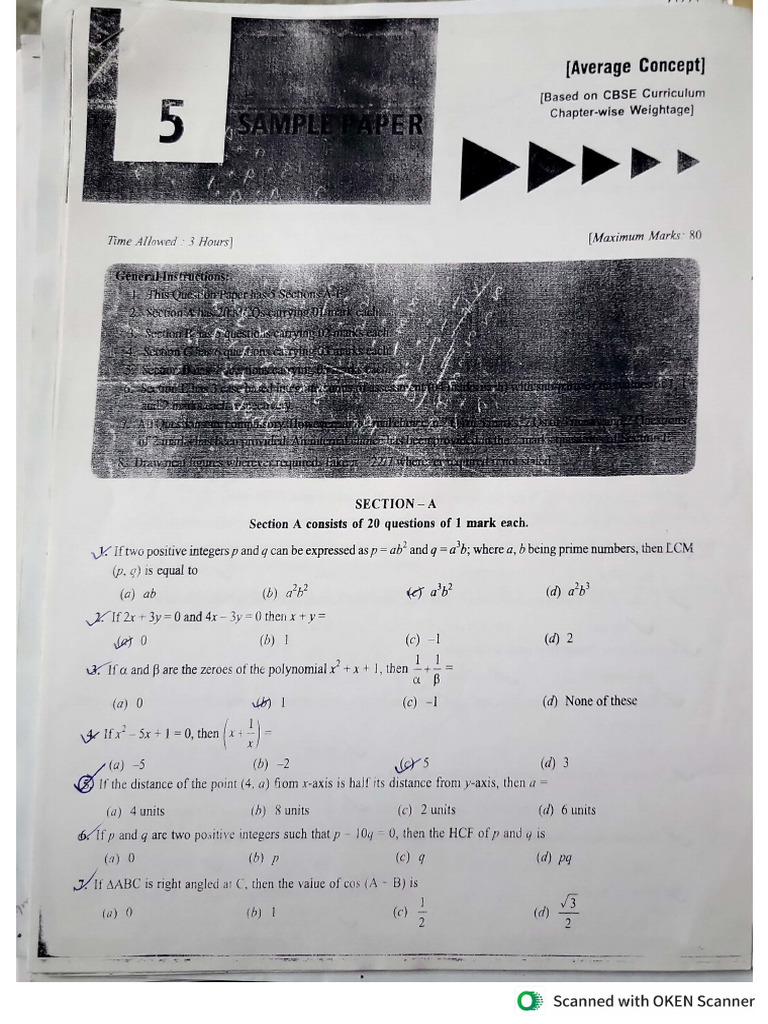 Maths Sample Paper | PDF