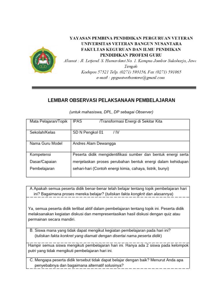 Siklus 3 -Lampiran 5. LK 4 Format Lembar Observasi Pelaksanaan Pembelajaran untuk Observer ...