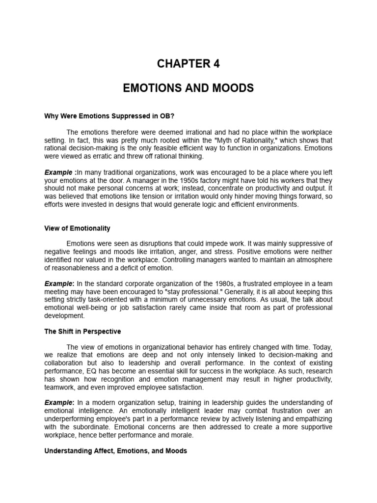 GROUP 3 - CHAPTER 4 - Emotions and Moods | PDF | Emotions | Mental Health