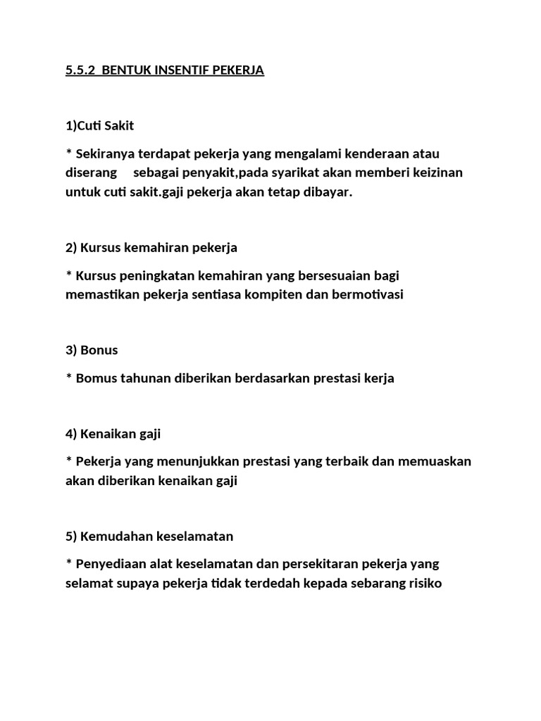 bentuk insentif pekerja | PDF