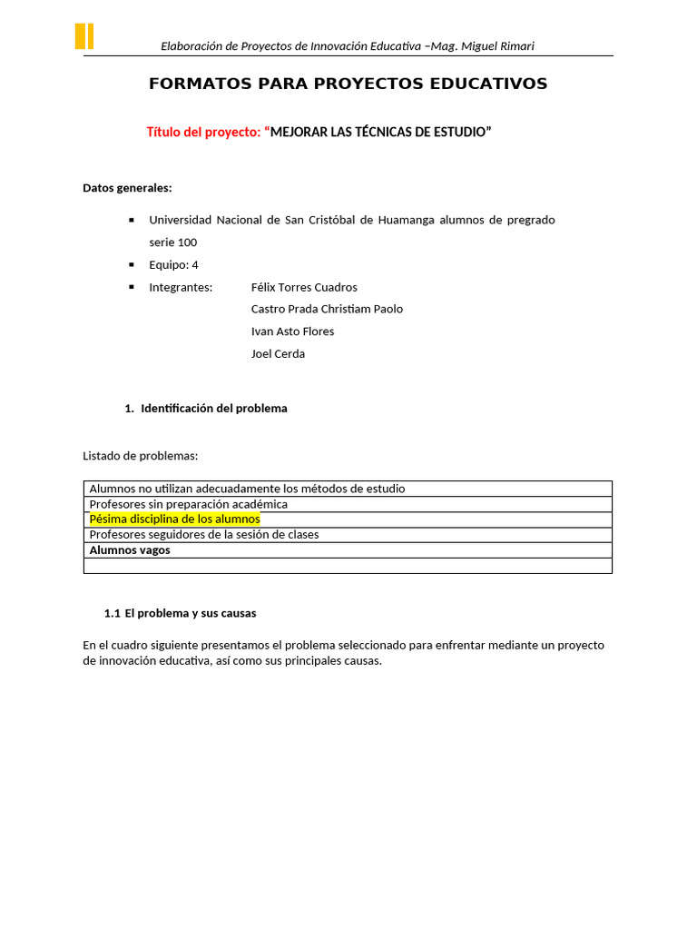 Formatos - para - Proyecto - de - Innovación (1) Tarea 2024 Web | PDF | Inteligencia emocional ...