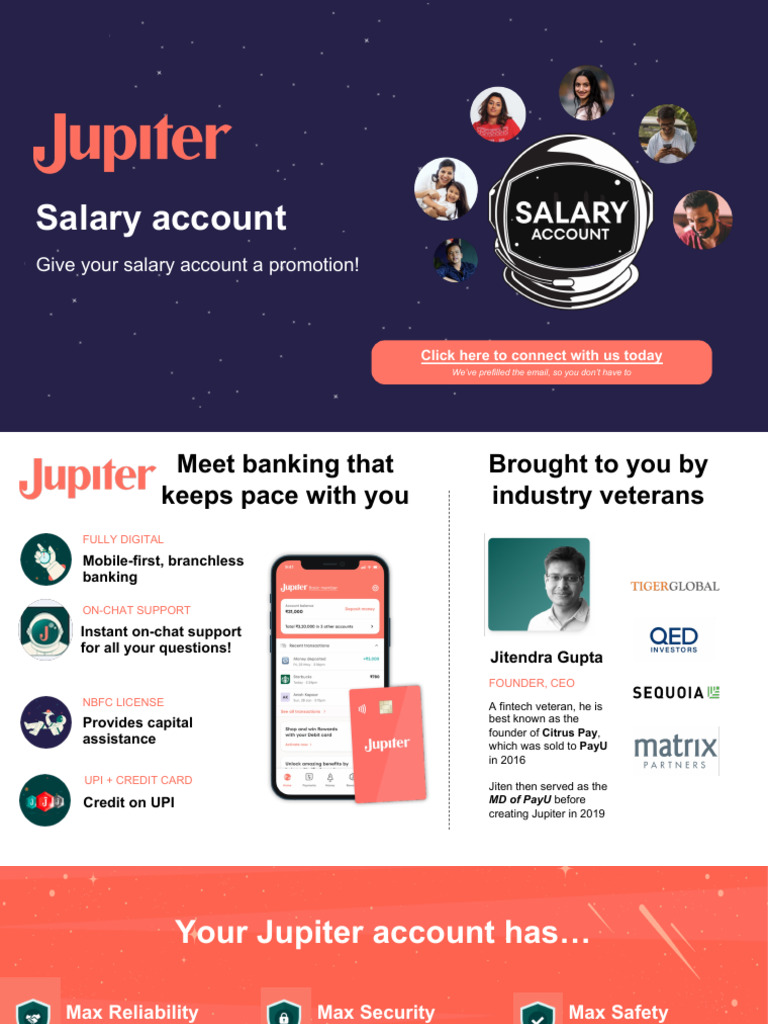 Jupiter Salary Platform Pitch deck-all Onsurity plans | PDF | Credit Card | Banks