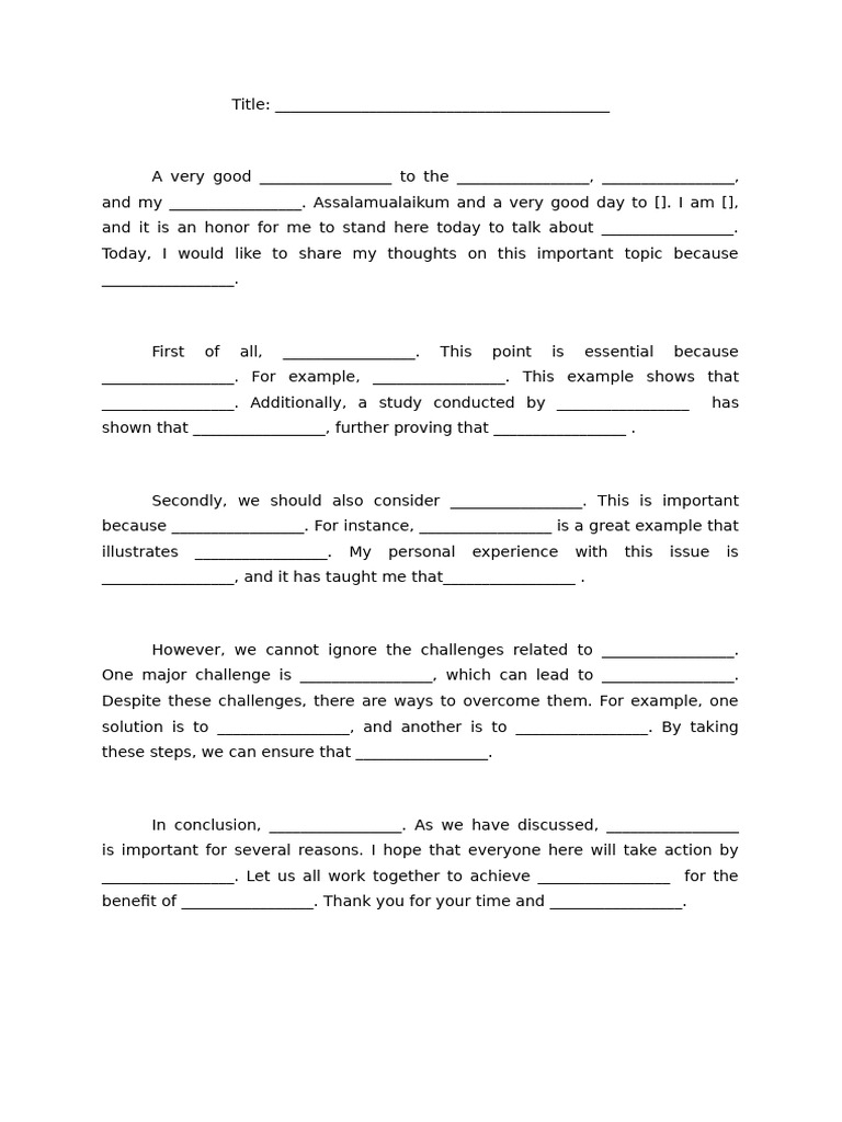 Speech Template | PDF