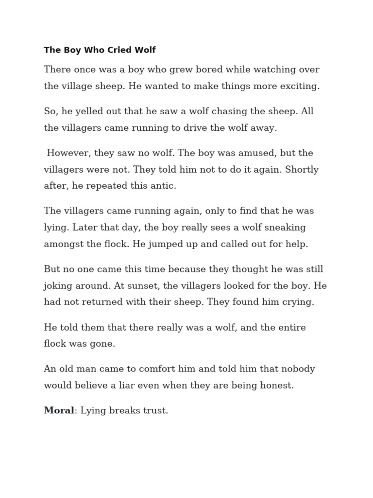The Boy Who Cried Wolf | PDF
