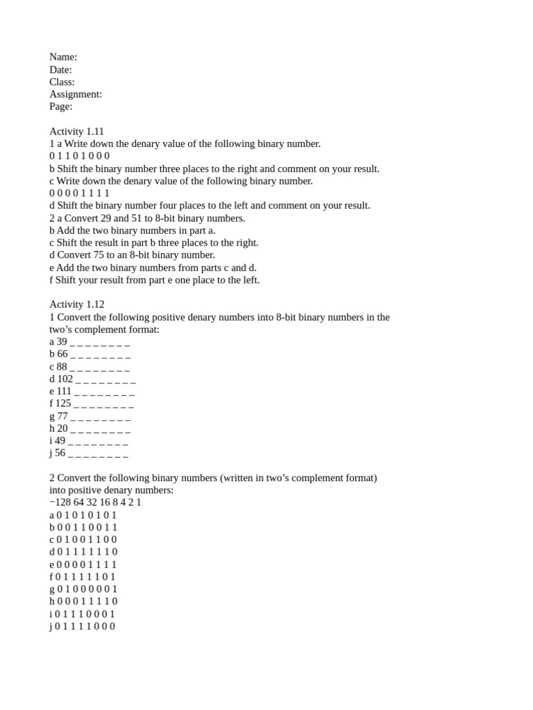 IGCSE CS Assignment 1.11 - 1.12 | PDF