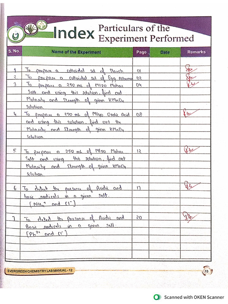 Chemistry Lab Manual-1 | PDF