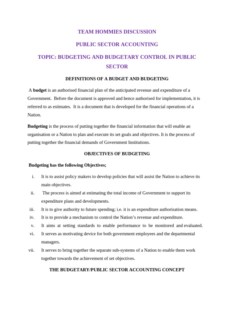 Budgeting in public sector | PDF | Government Budget | Budget