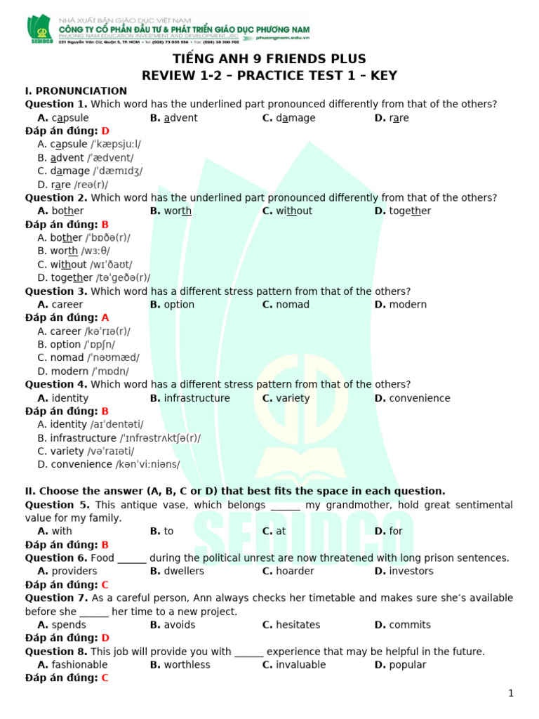 English 9 Friends Plus Review 1-2 | PDF | Social Networking Service