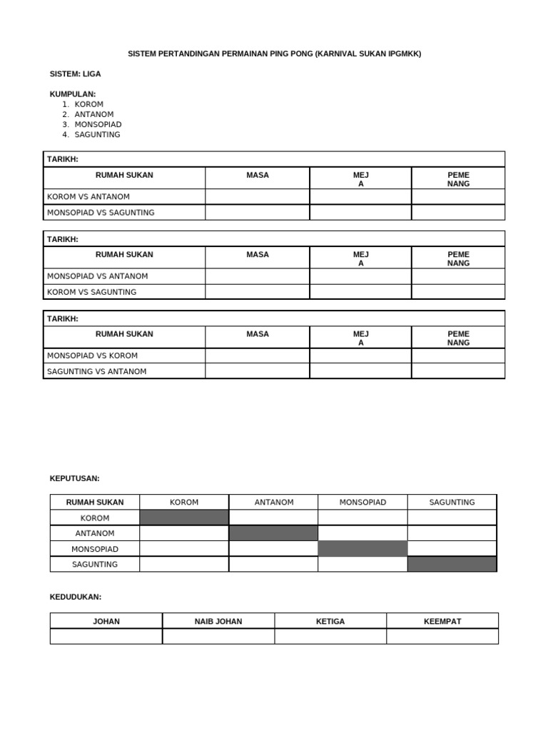 SISTEM PERTANDINGAN PERMAINAN PING PONG (1) | PDF