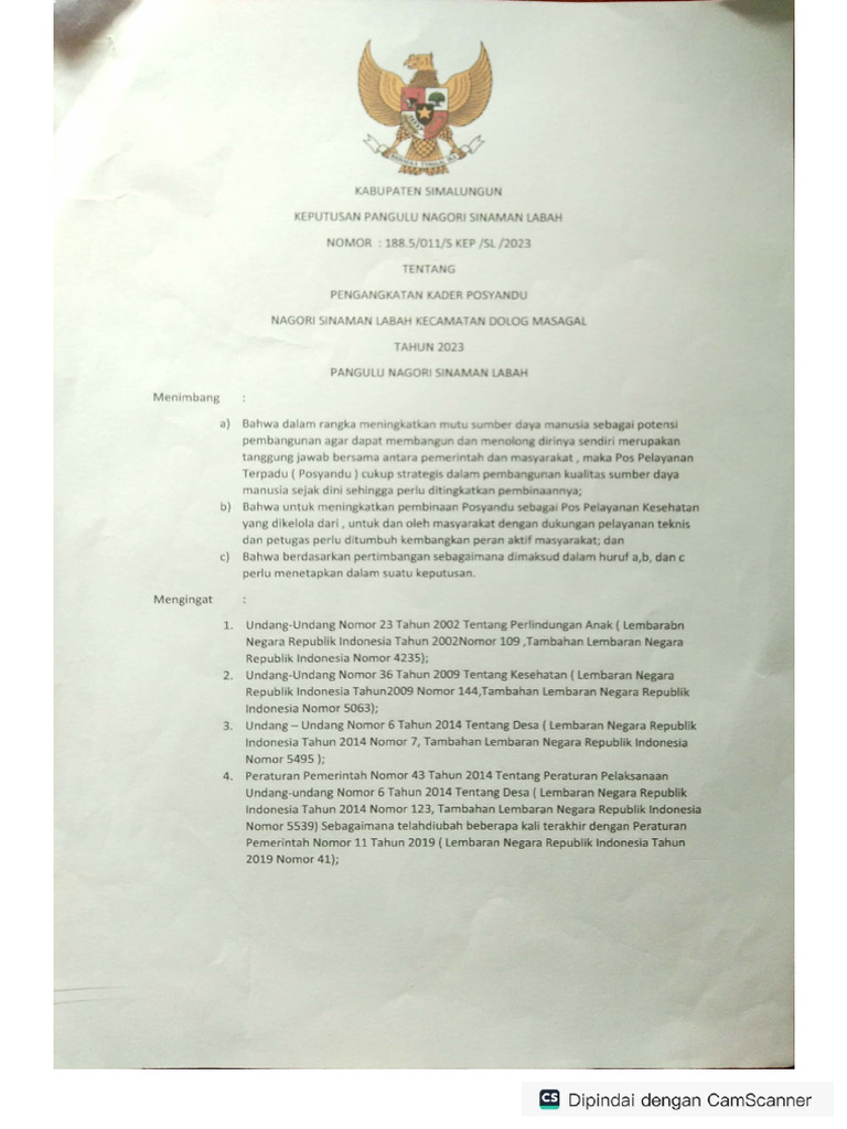 Contoh SK Posyandu | PDF