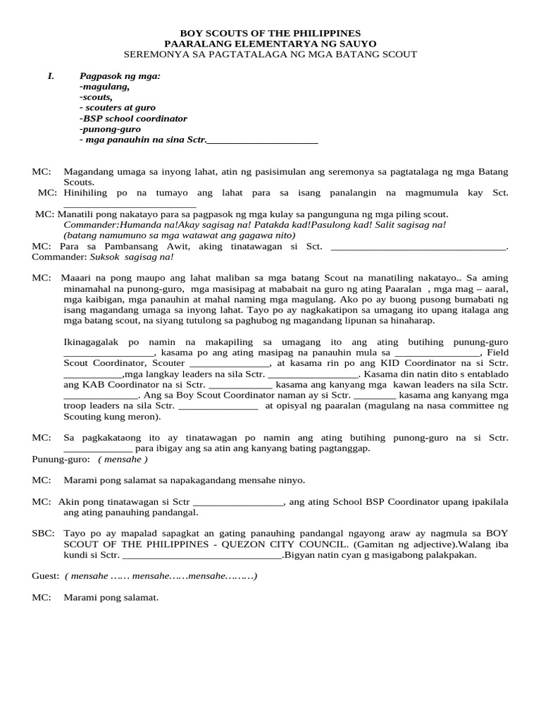 SAUYO ES - BSP-INVESTITURE-edited | PDF