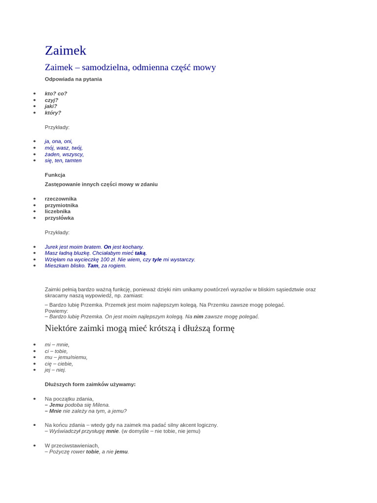 Zaimek | PDF
