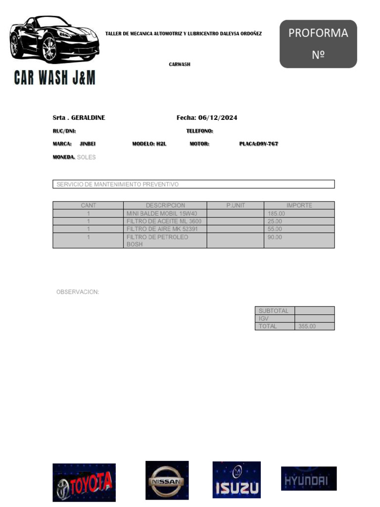 Proforma Cliente Geraldine | PDF