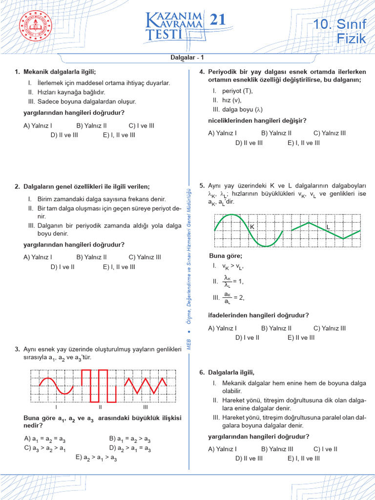Sınıf Fizik Fizik: I II III | PDF