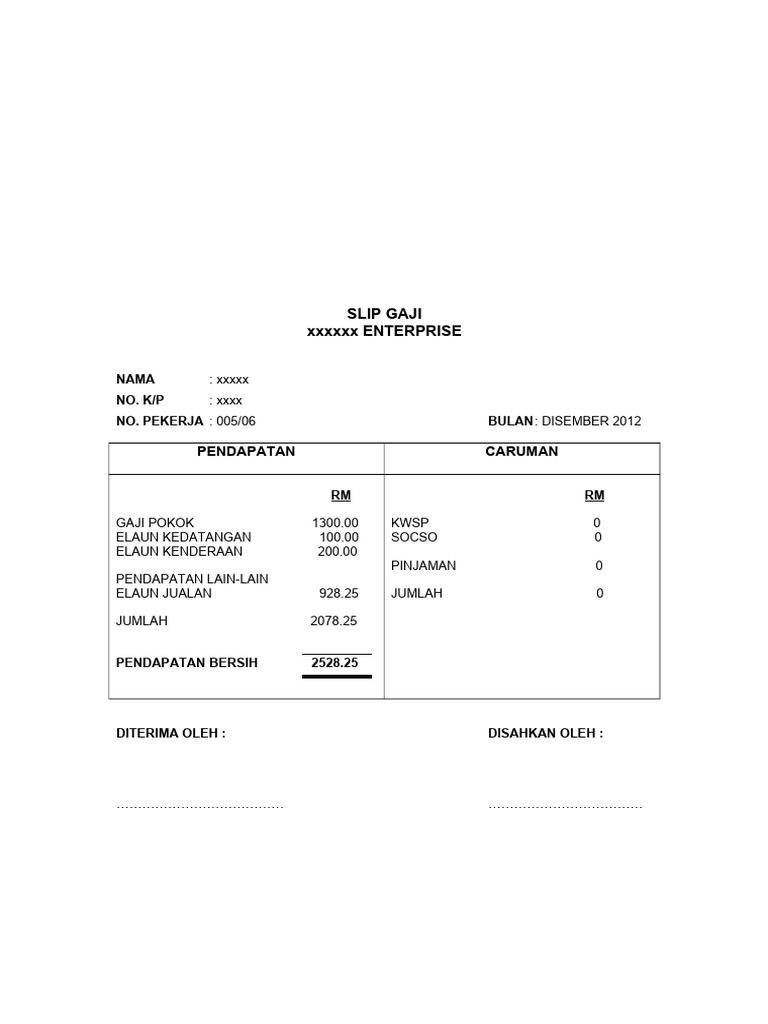 137916754 Contoh Slip Gaji | PDF