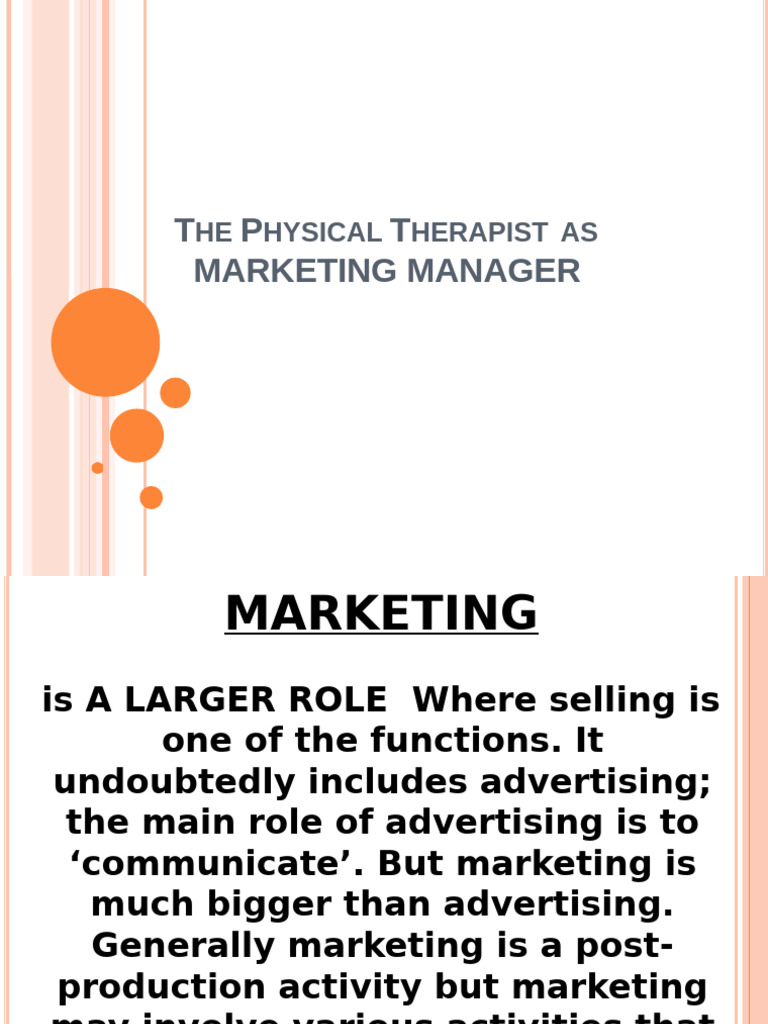 Marketing Management for Physical Therapists | PDF | Marketing | Market ...