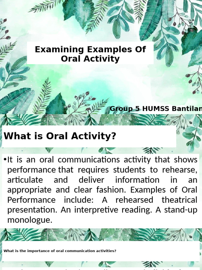 Examining Examples of Oral Activity | PDF | Communication | Nonverbal ...