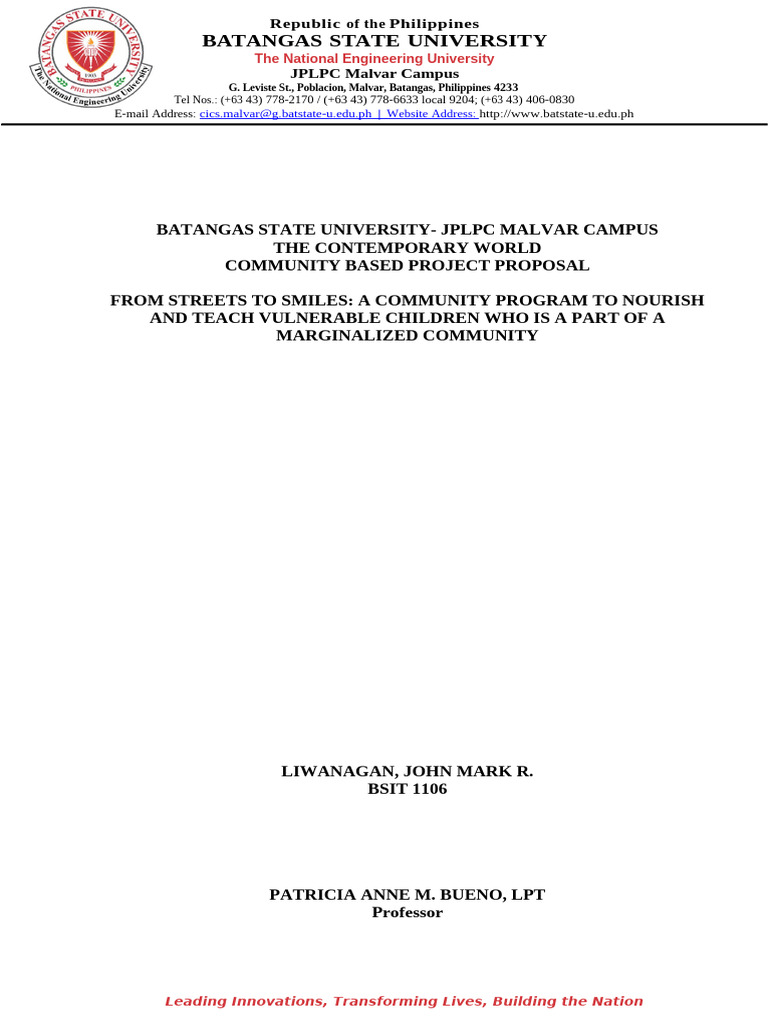 Community Based Project Plan Format | PDF | Literacy | Volunteering