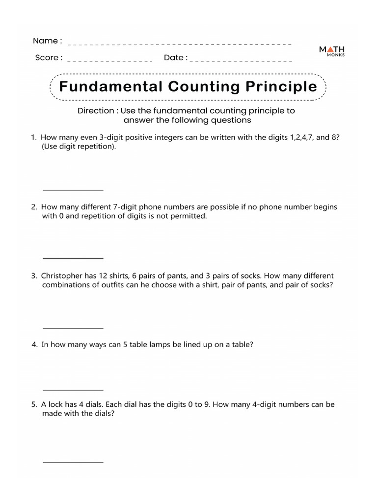 Fundamental-Counting-Principle-Worksheet | PDF