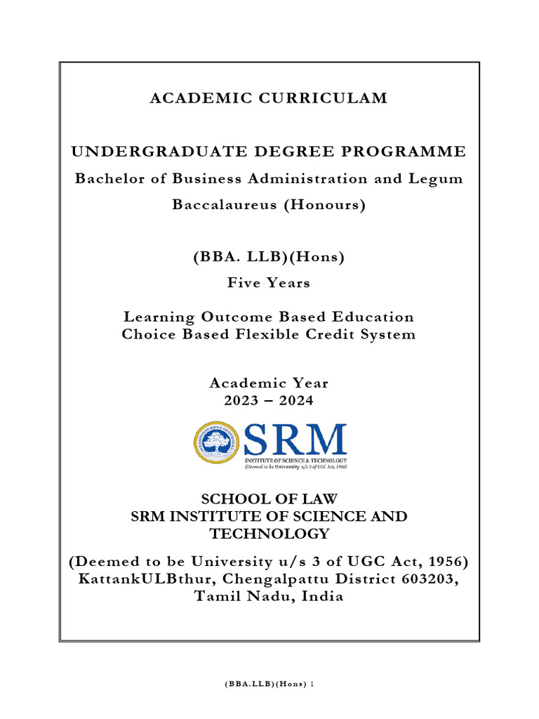 B.B.a LLB (Hons) Syllabus | PDF | Legal Education | Critical Thinking