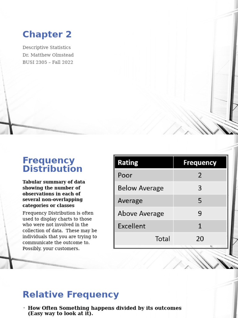 Ch2 - Descriptives | PDF | Skewness | Mean