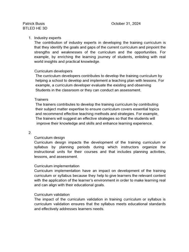 Cur Dev Activity 2 | PDF