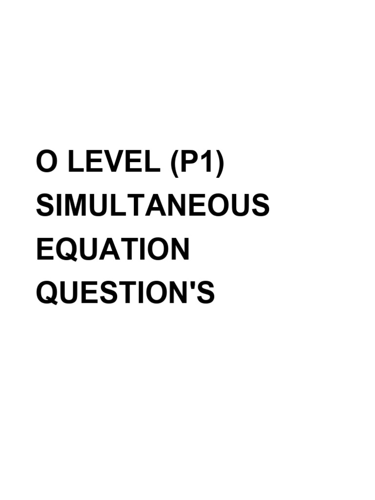 simultaneous Equation | PDF | Equations | Mathematical Objects