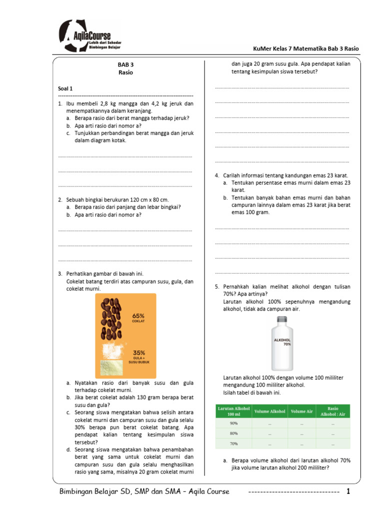 Rasio dan Perbandingan Matematika Kelas 7 | PDF