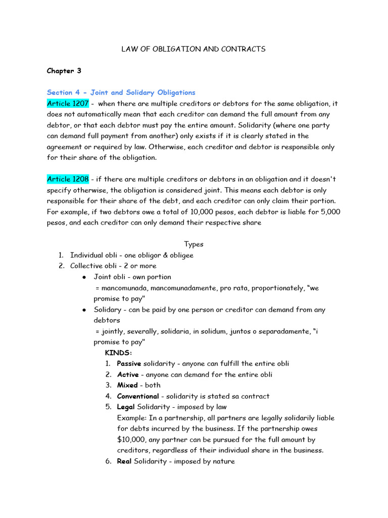 Oblicon Chapter 3 Section 4 6 | PDF | Debtor | Private Law