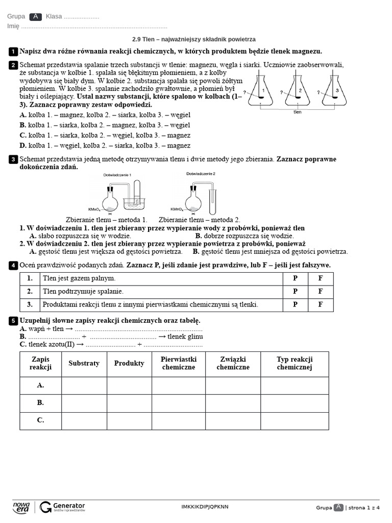 2.9 Tlen - Najważniejszy Składnik Powietrza Test (Bez Widocznej ...