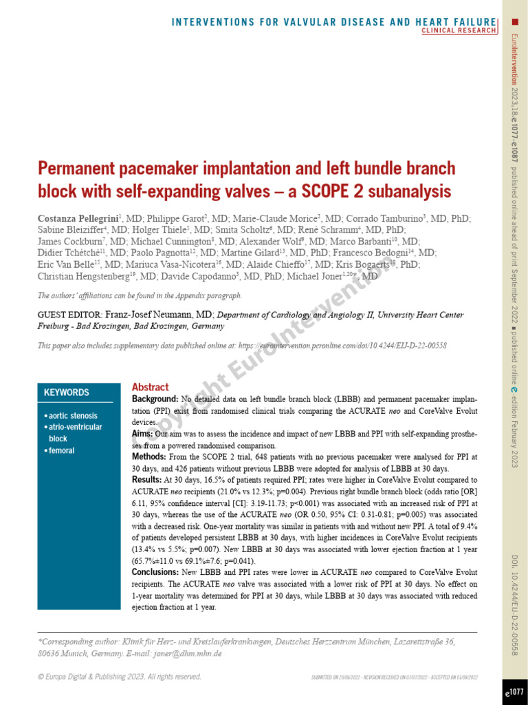 Permanent pacemaker implantation and left bundle branch | PDF ...
