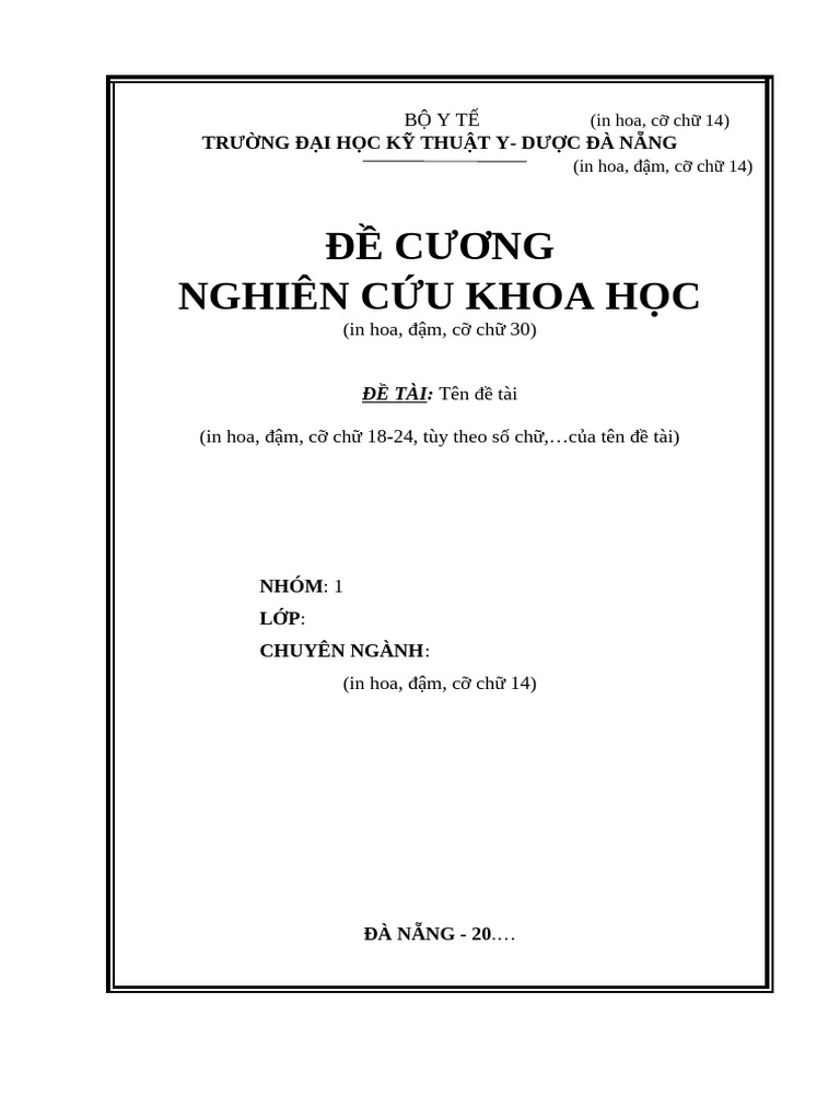 Mau Huong Dan Viet de Cuong NCKH 2024 | PDF