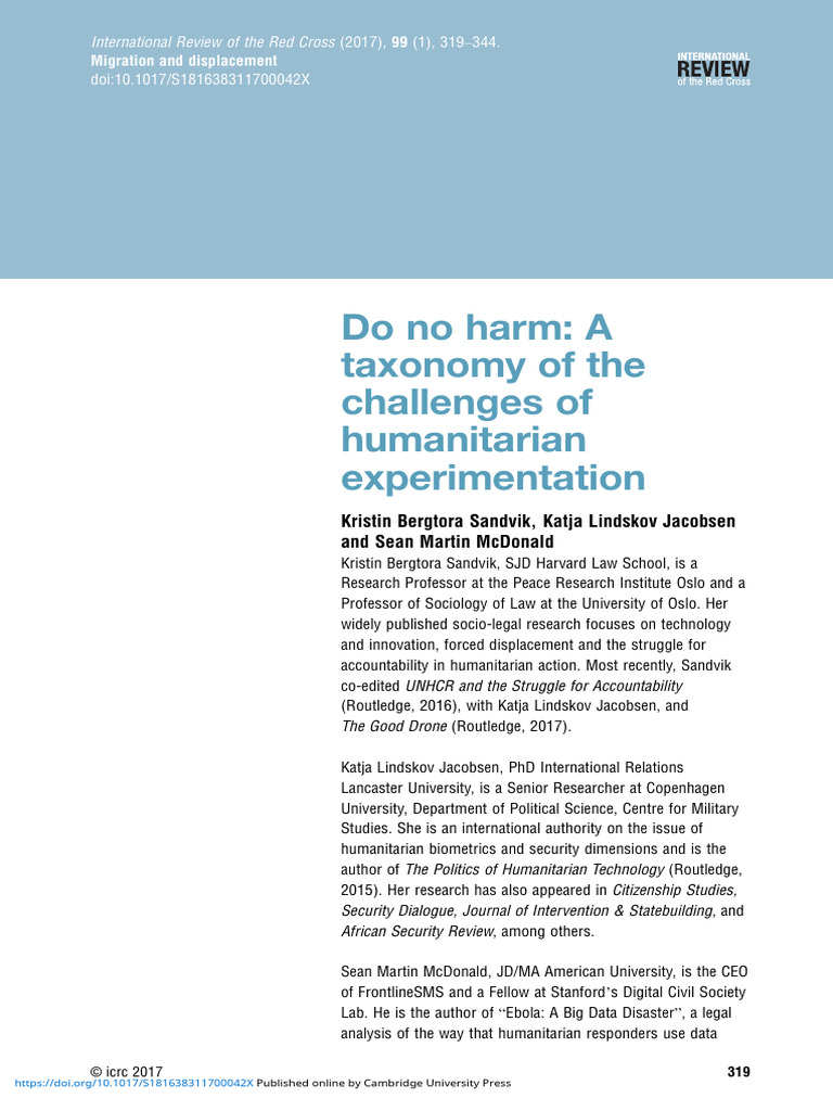 Sandvick et. al (2017) | PDF | Humanitarian Aid | Experiment