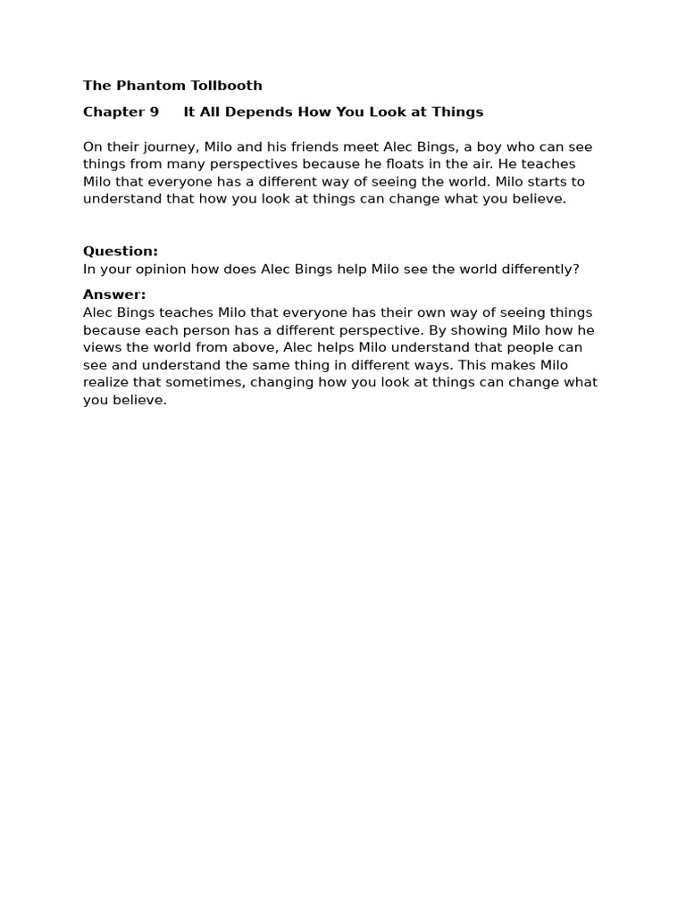 The Phantom Tollbooth Imp Questions (3) | PDF