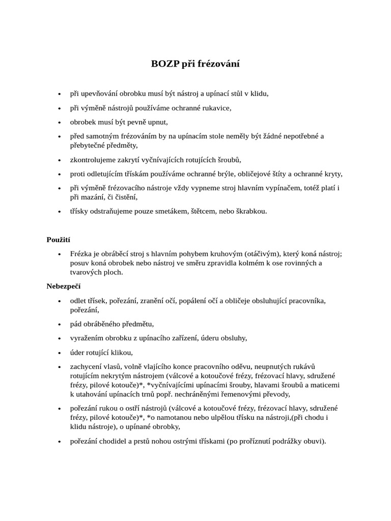 BOZP při frézování | PDF