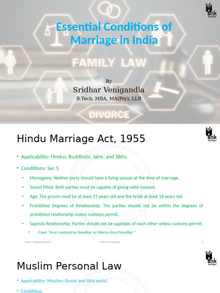 Family Law-Lesson9-Essential Conditions of Marriage in India | PDF ...