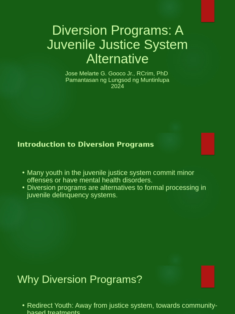 week 10 Diversion Programs | PDF