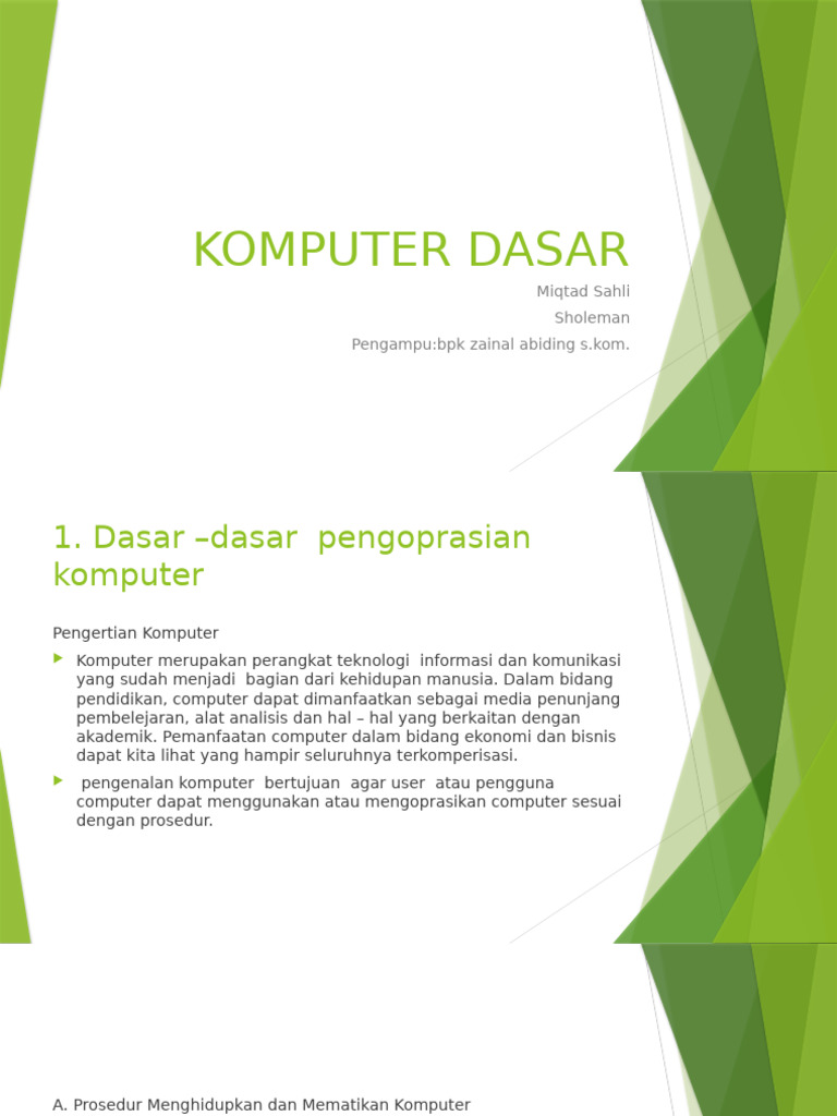 Dasar-Dasar Pengoperasian Komputer | PDF