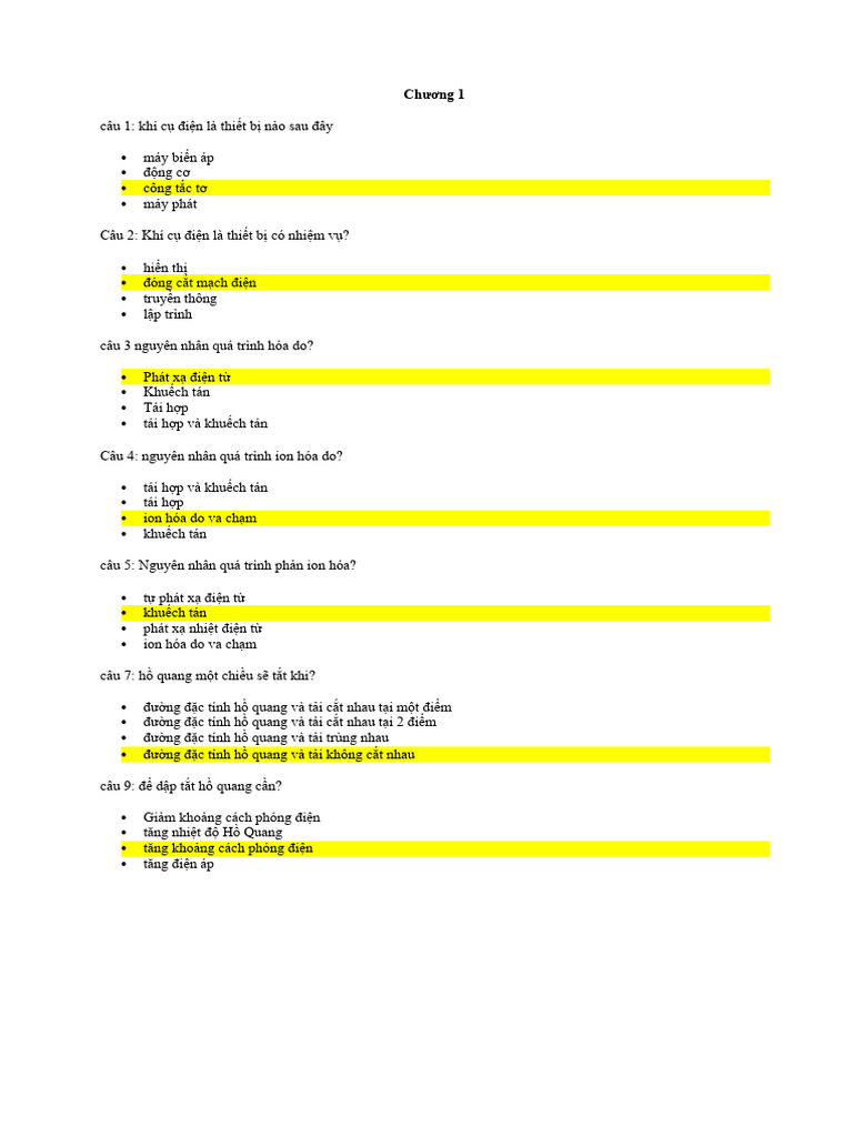 De Cuong Khi Cu Dien Dien Chuyen Nganh Truong Dai Hoc Dien Luc 79814 | PDF